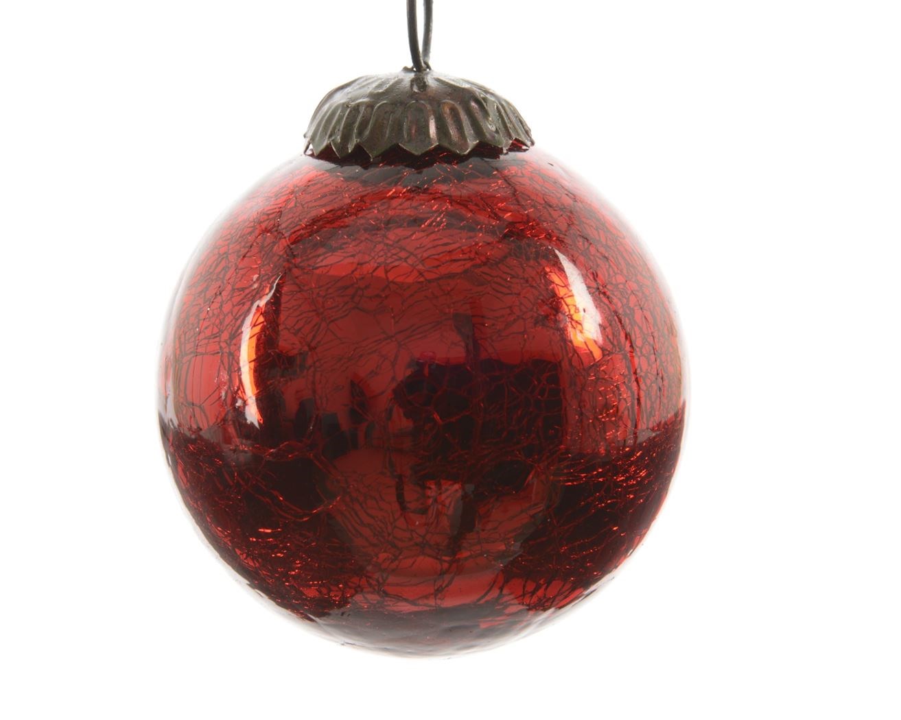 glazen kerstbal luxe craquele rood - Tuincentrum Pelckmans