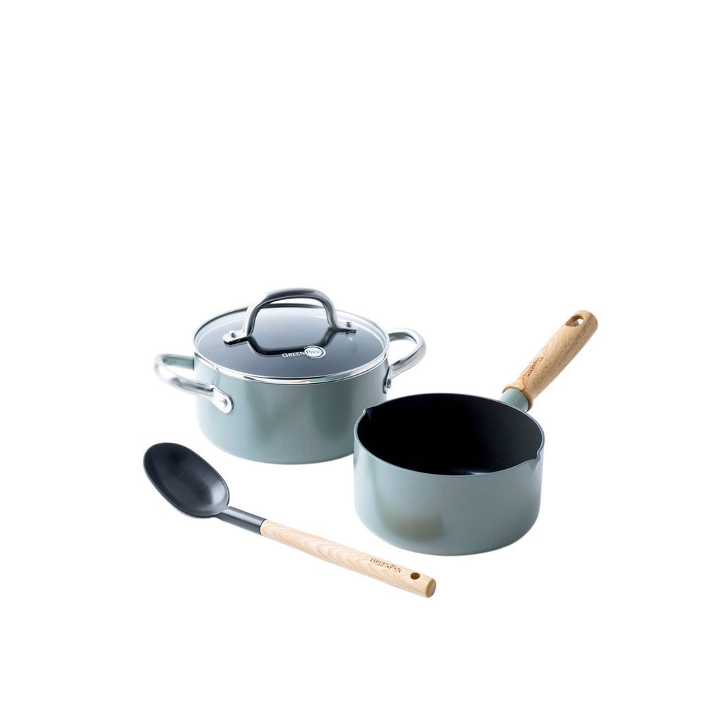 greenpan mayflower set 2: kookpot + steelpan + scheplepel (3-delig ...