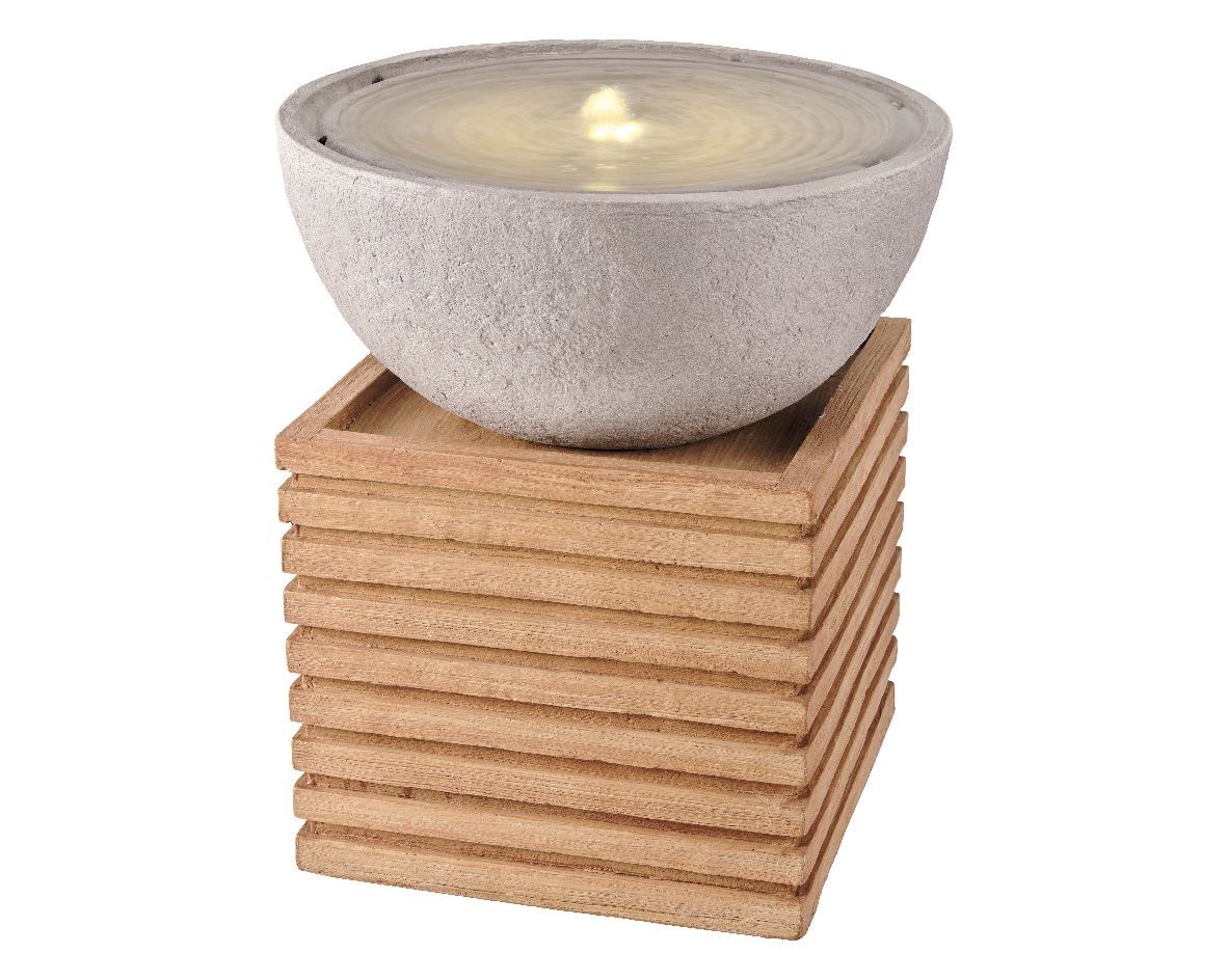 fontein squared rib with a bowl grc buiten lichtgrijs/warm hout ...